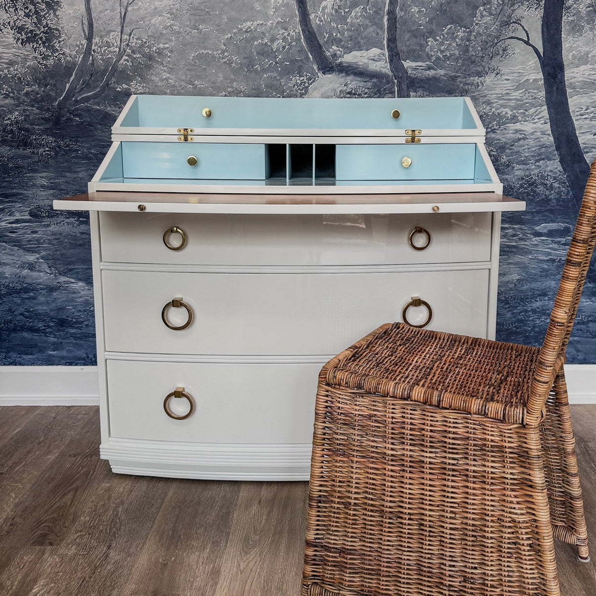 Freya - Vintage art deco desk, dry-bar or entry table, finished in ...
